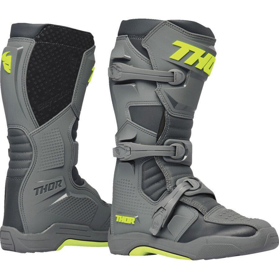 Thor Blitz XR Motocross Boots MX Bike Adult - GREY / CHARCOAL - Matt ...