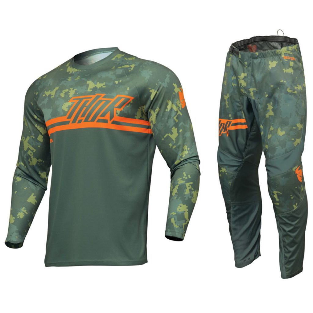 Thor Sector Motocross MX Kit Pants Jersey - DIGI GREEN CAMO - Matt ...